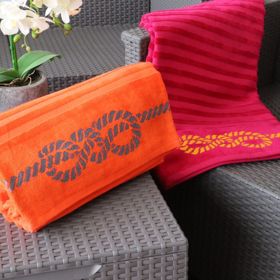 Drap de plage 100x180cm imprimé vert pomme- Linandelle